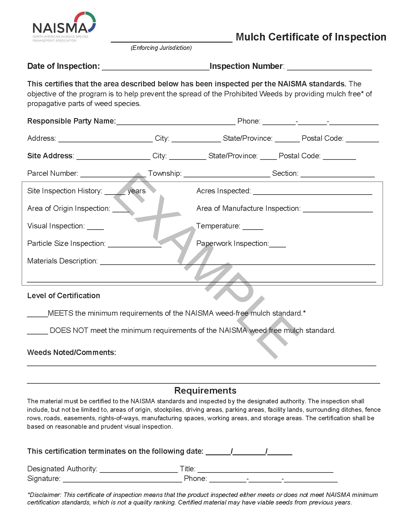 NAISMA Weed Free Mulch Certification